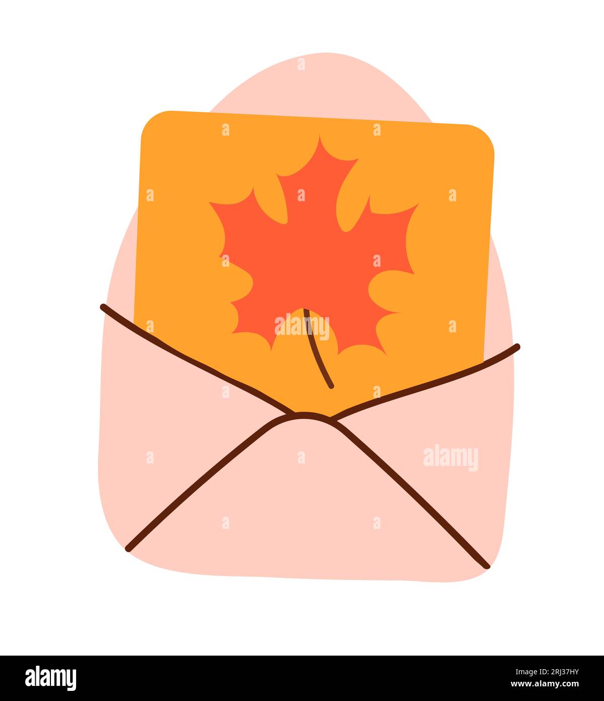 Envelope with maple leaf. Autumn element. Flat vector illustration ...