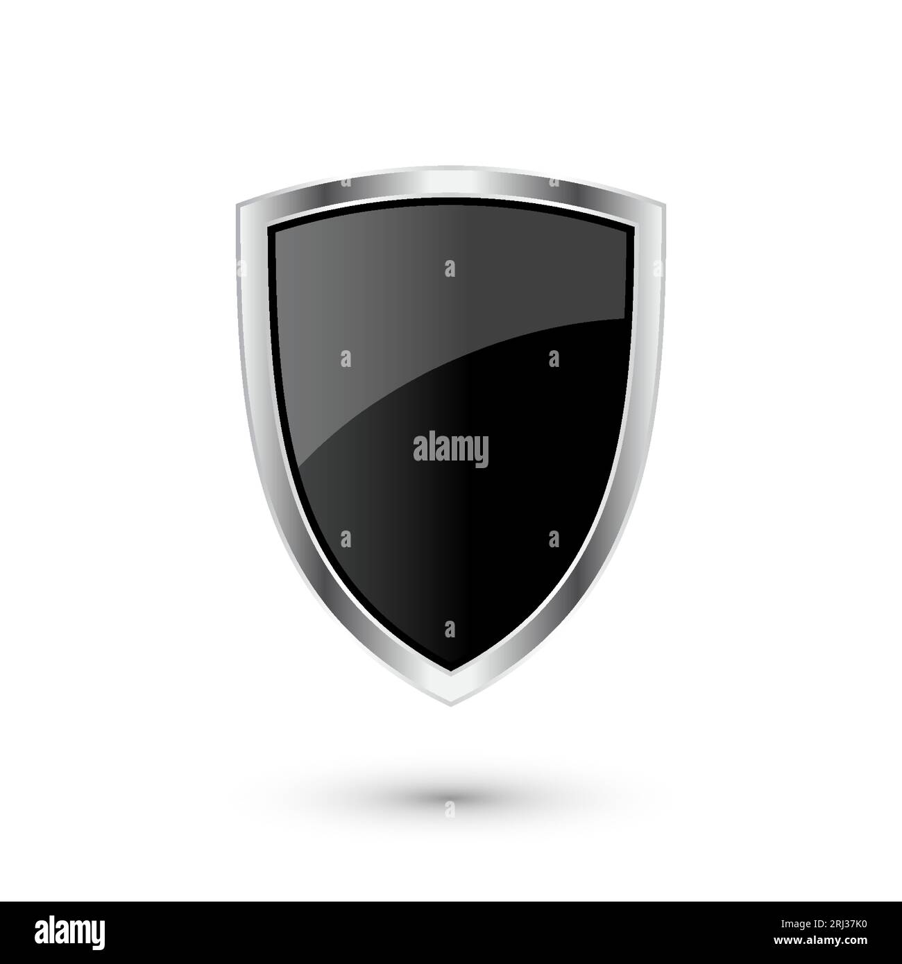 Vintage heraldic 3d shield icon with shiny metal frame. Black ...