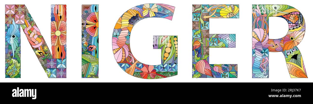 Vector word Niger. Hand-painted art design. Illustration for t -shirt ...