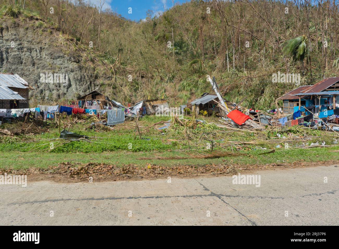 Aftermath of Typhoon Odette (Rai) in a coastal village in Southern ...