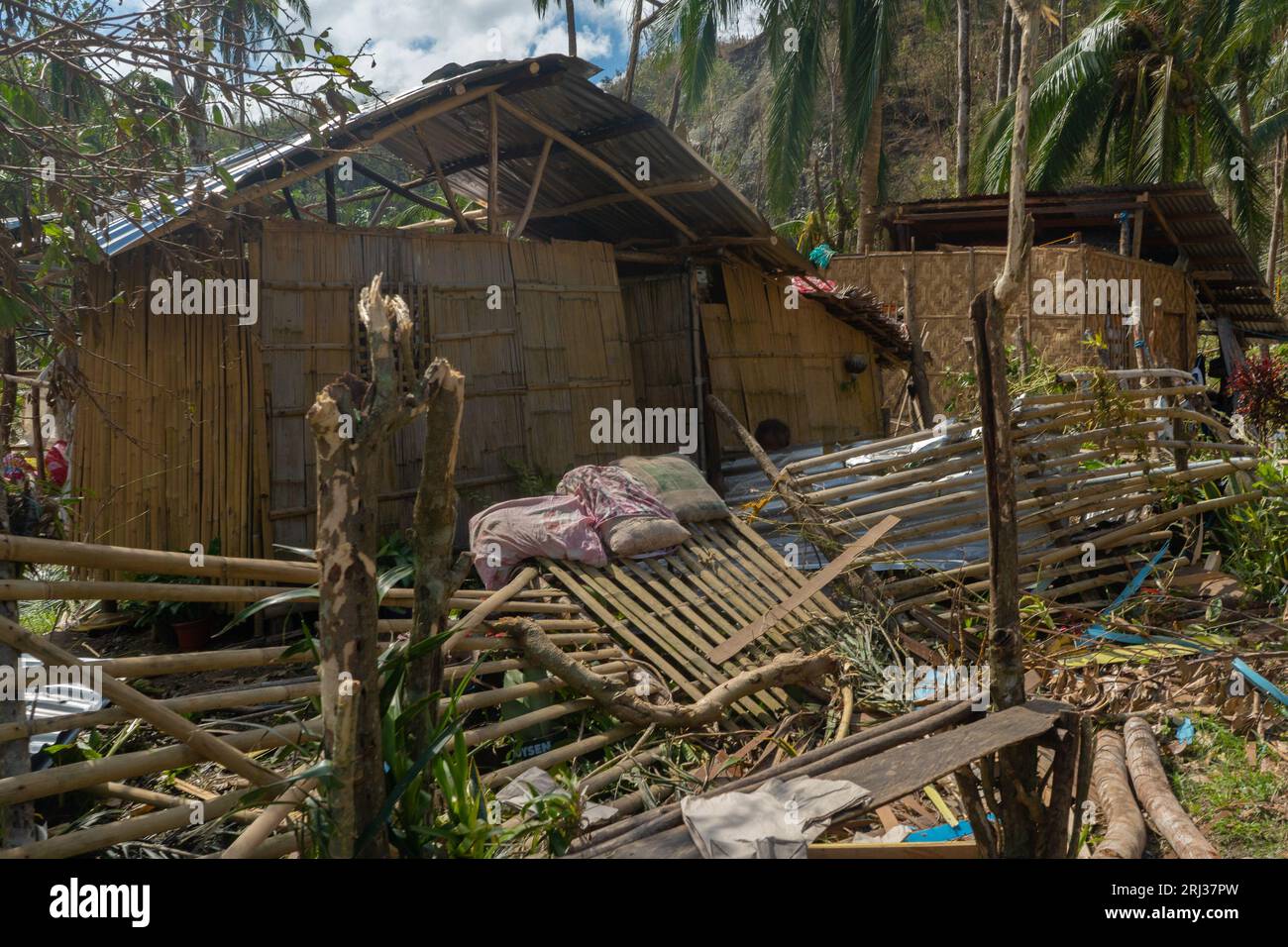 Aftermath of Typhoon Odette (Rai) in a coastal village in Southern ...