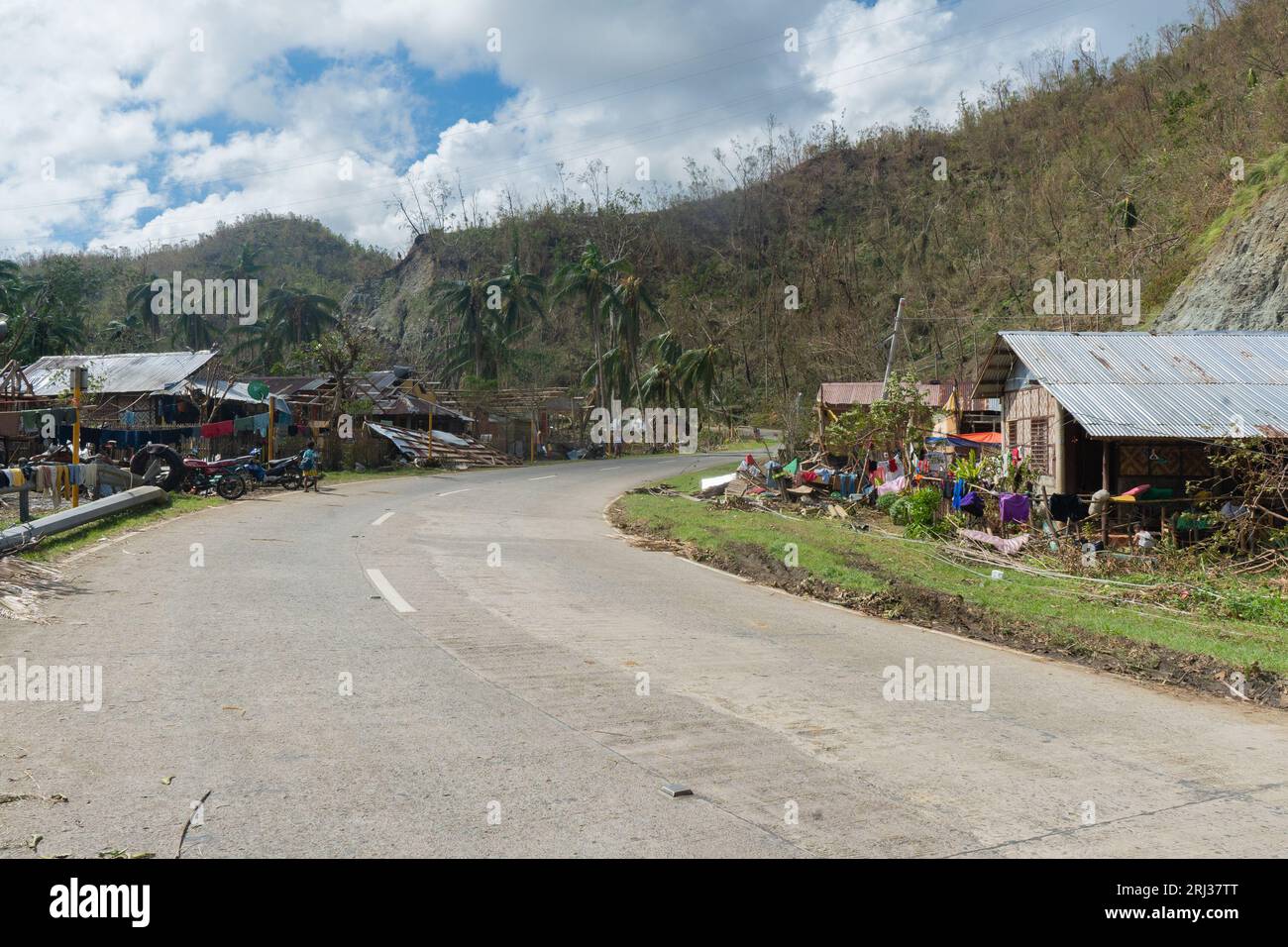 Aftermath of Typhoon Odette (Rai) in a coastal village in Southern ...