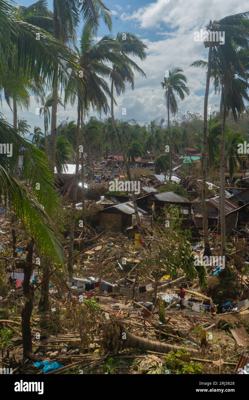 Aftermath of Typhoon Odette (Rai) in a coastal village in Southern ...