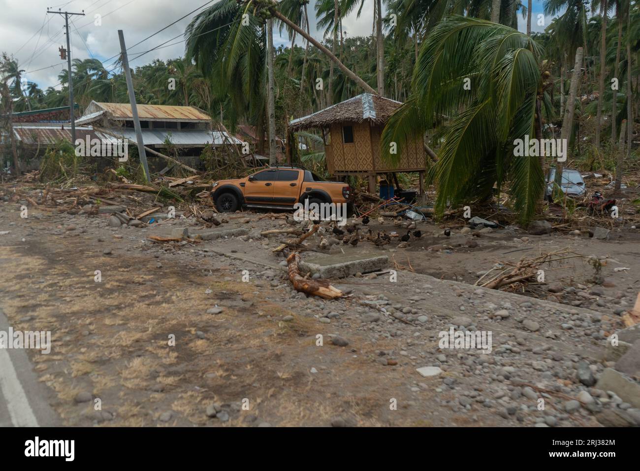 Aftermath of Typhoon Odette (Rai) in a coastal village in Southern Leyte, Philippines Stock ...