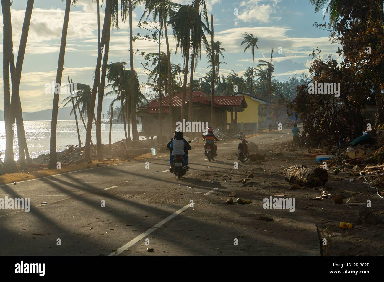 Aftermath of Typhoon Odette (Rai) in a coastal village in Southern ...