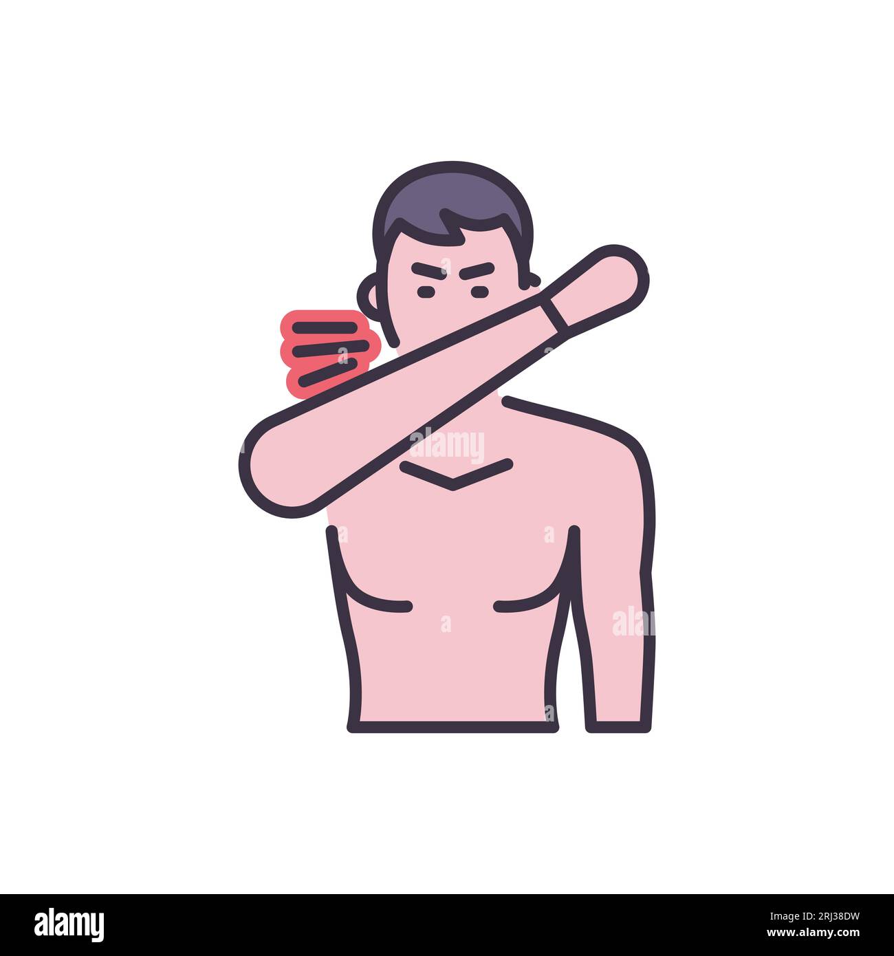 Cough related vector icon. Man coughs in palm hand. Isolated on white ...