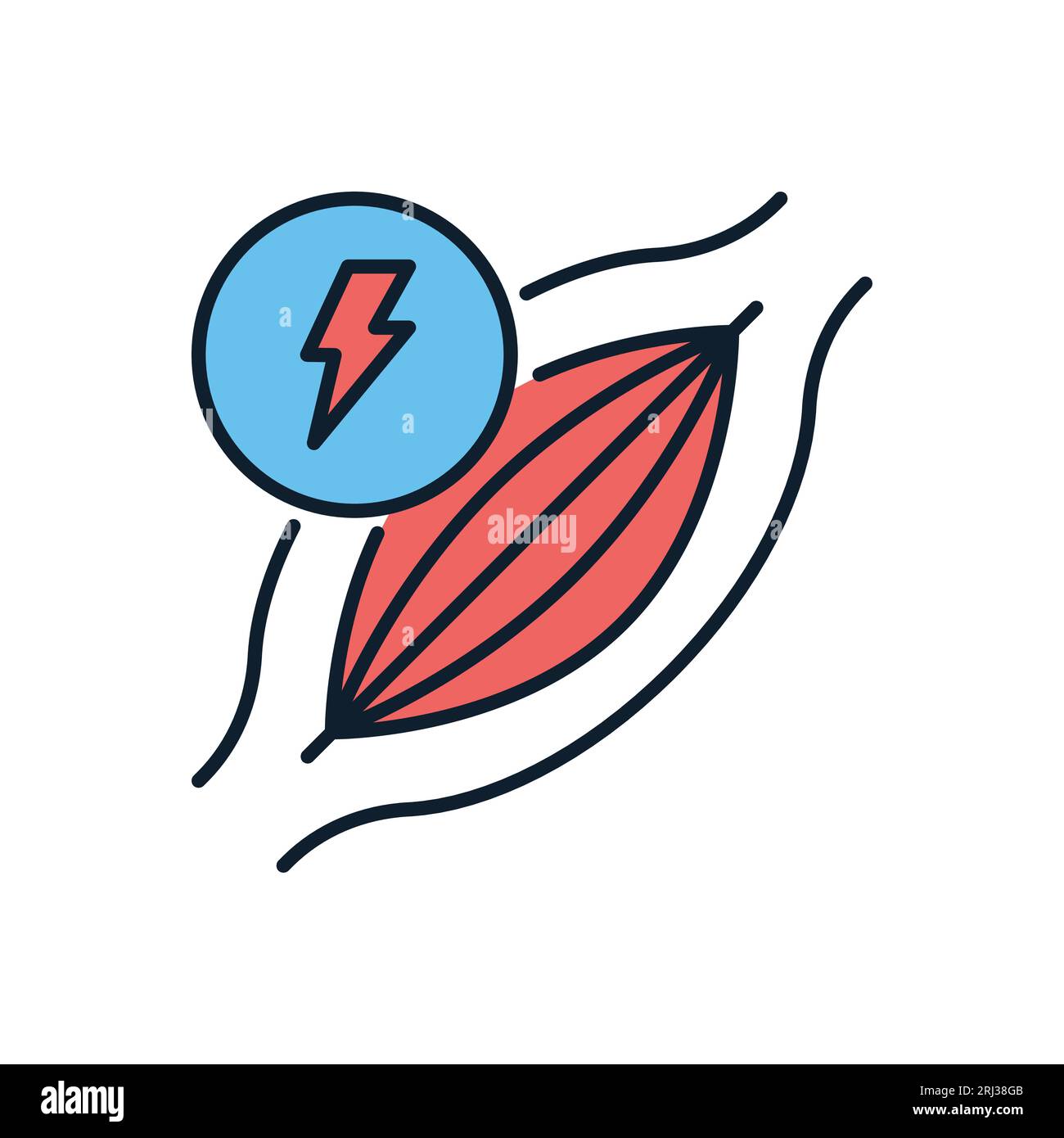 Muscle pain related vector icon. Muscle with lightning. Muscle pain ...