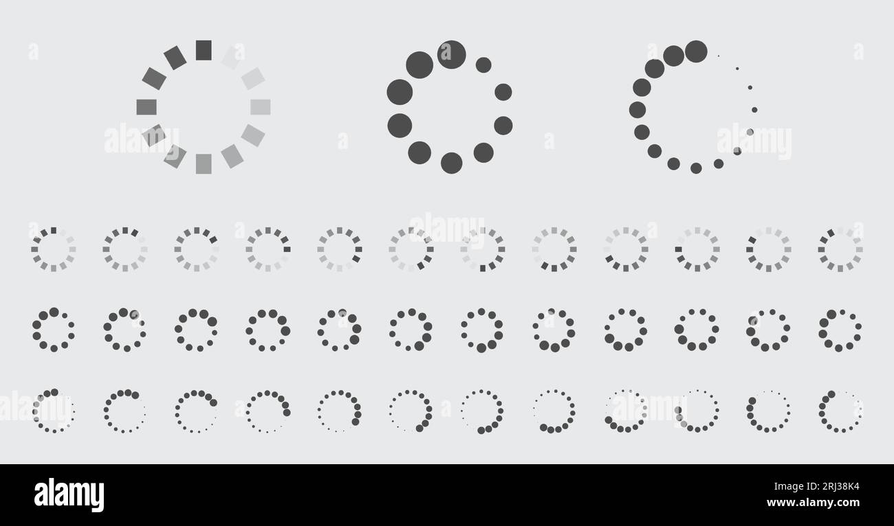 Circular Loading Buffering Icons Vector Set Video Ready for Animation Gif All Keyframes Frames ...