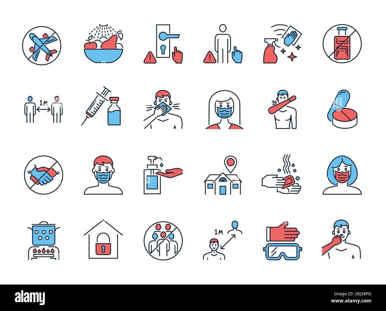 Coronavirus Prevention vector icons. Isolated on white background ...