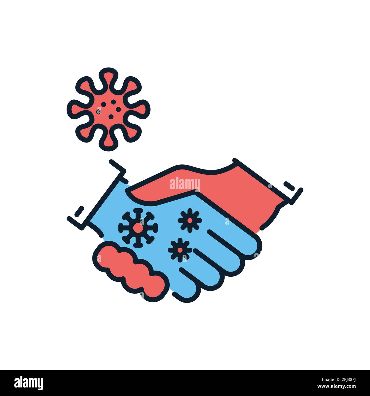 Handshake virus transmission related vector icon. Handshake and viruses ...