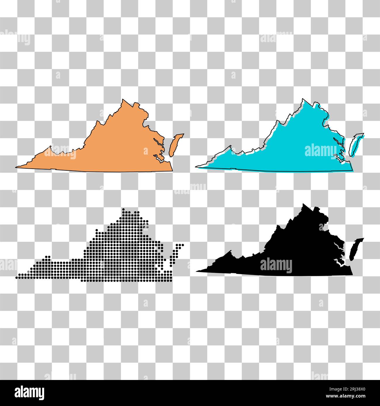 Virginia state outline set map hi-res stock photography and images - Alamy