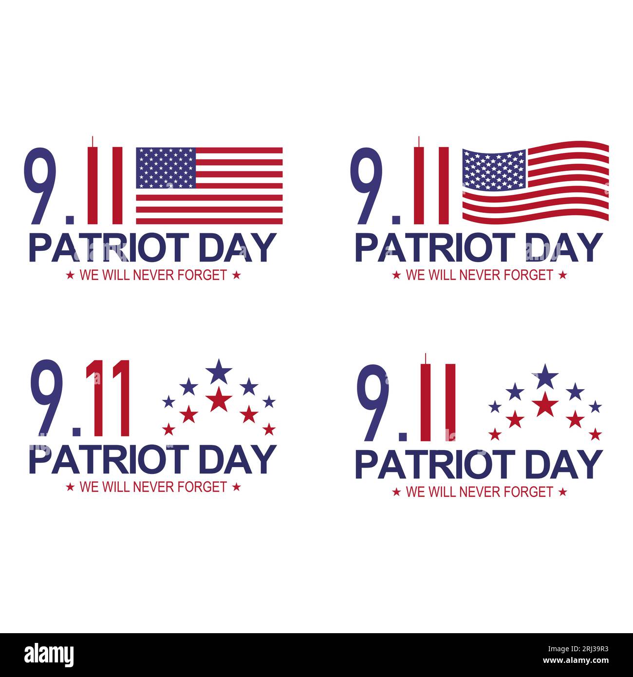 Set of Patriot american day 9.11. Memorial day symbol background, We ...