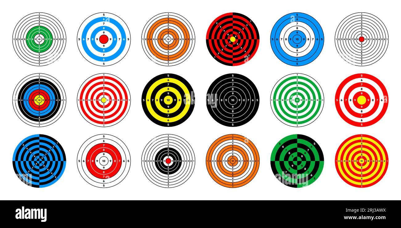 Shooting range paper targets. Round target with divisions, marks and ...