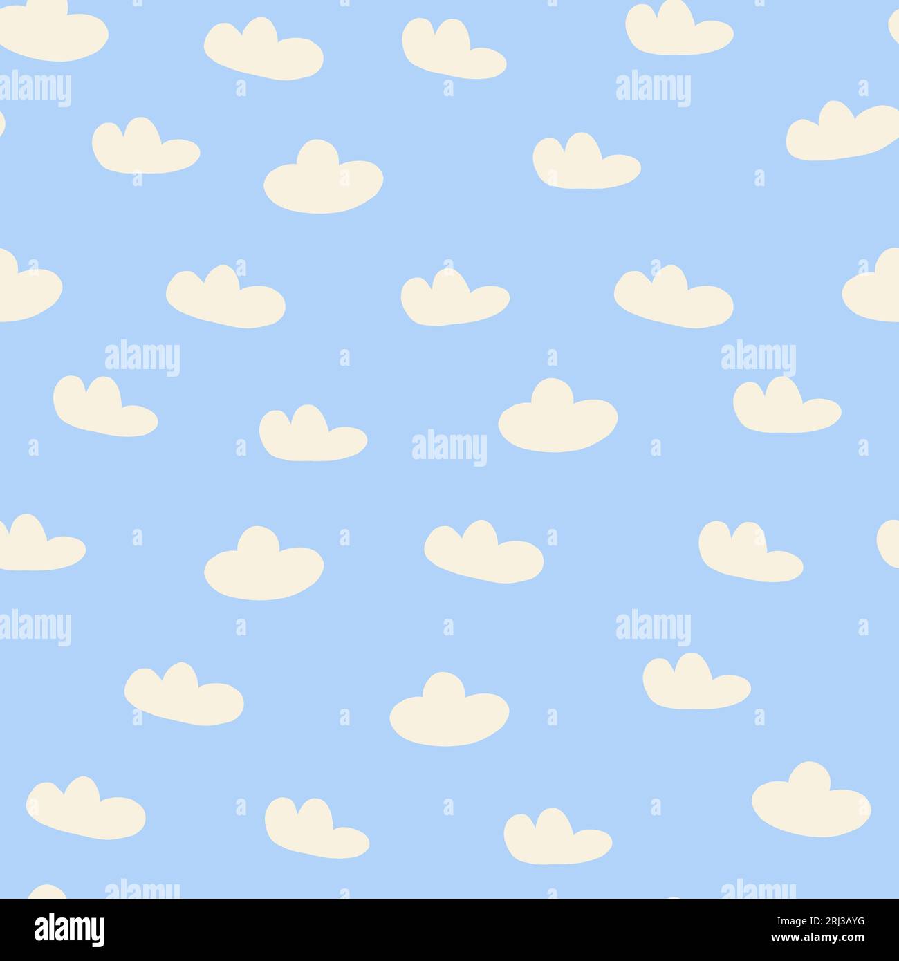 Cute pattern with clouds on light blue. Kids nursery pattern with ...