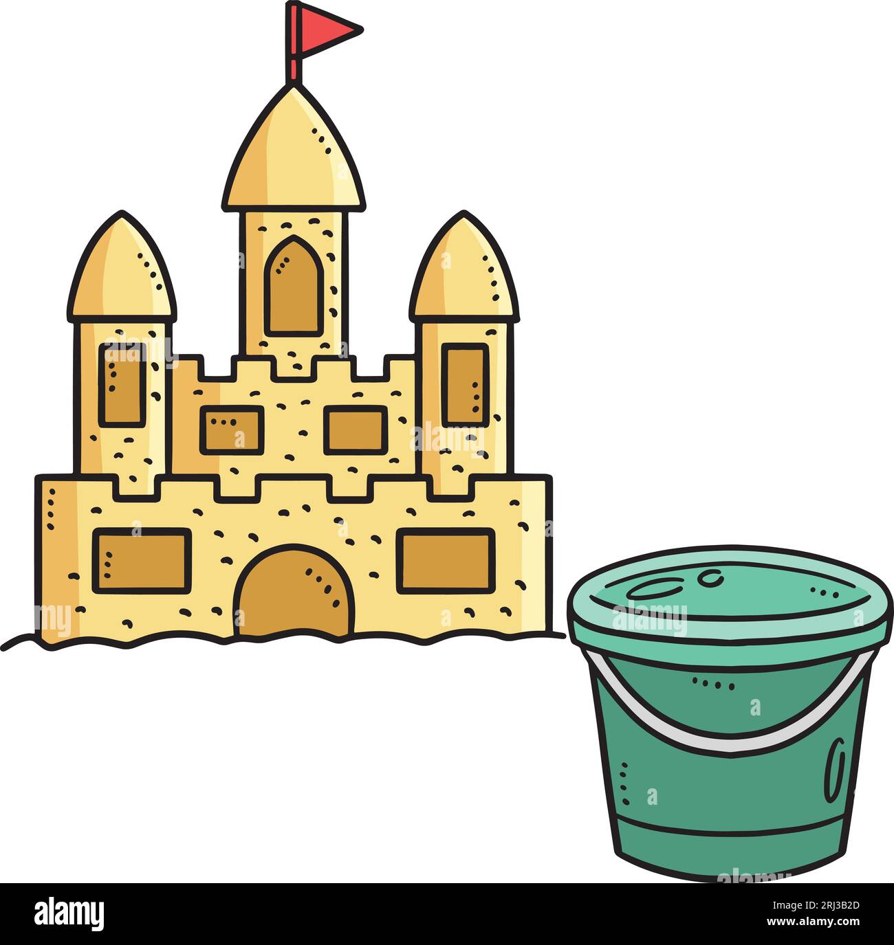 Sand Castle and Bucket Cartoon Colored Clipart Stock Vector Image & Art ...