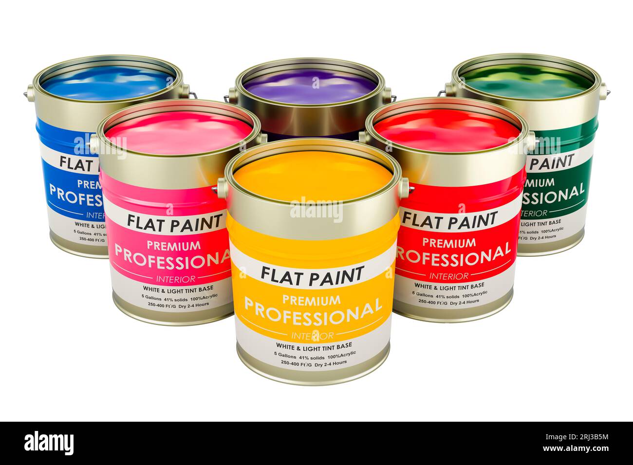 Paint cans, 3D rendering isolated on white background Stock Photo - Alamy