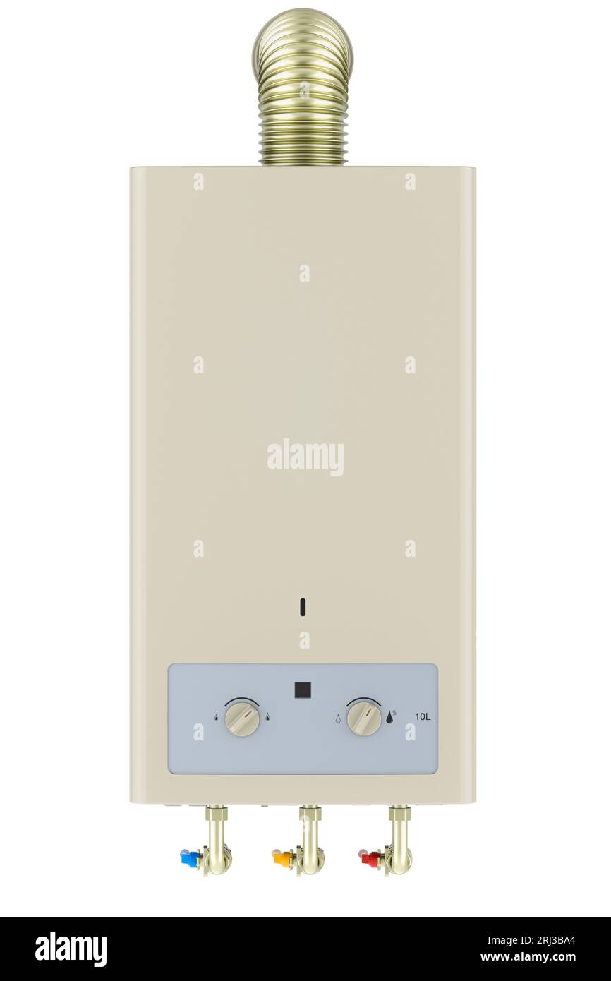 Home gas boiler, water heater, front view. 3D rendering isolated on ...