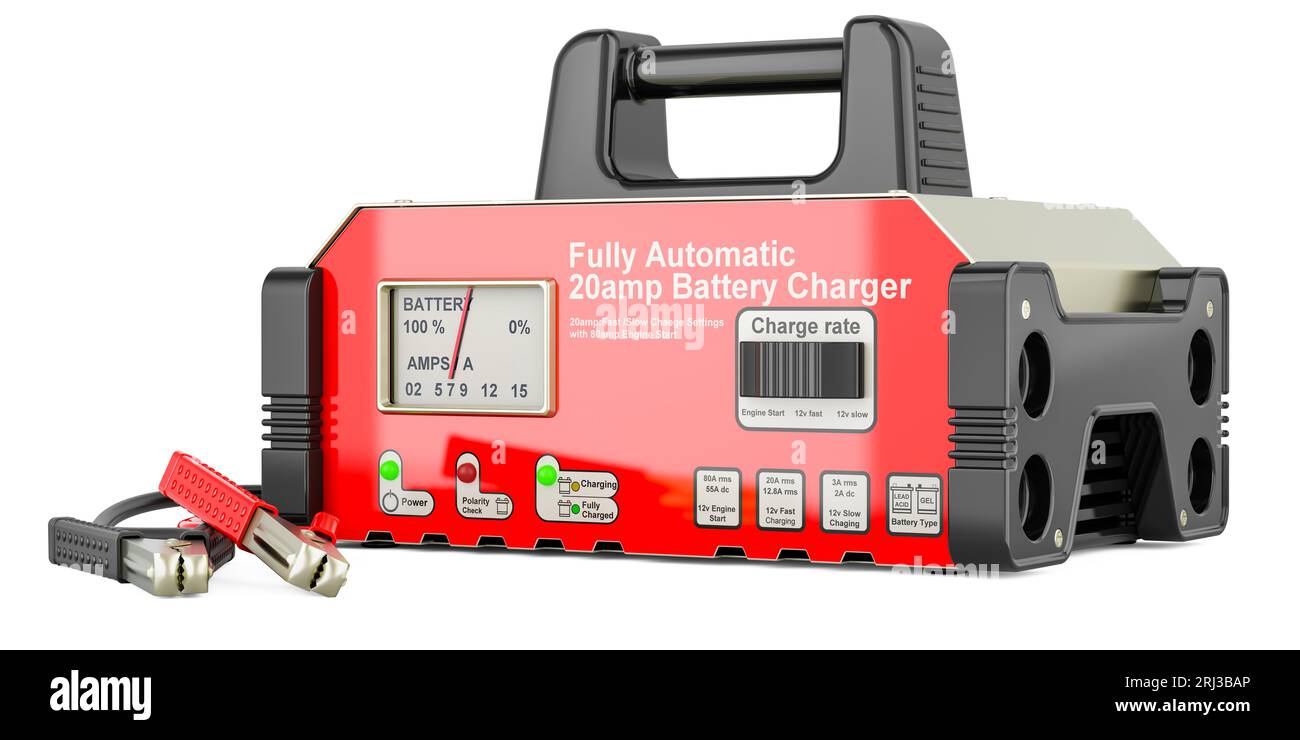 Automatic Smart Car Battery Charger, 3D rendering isolated on white ...