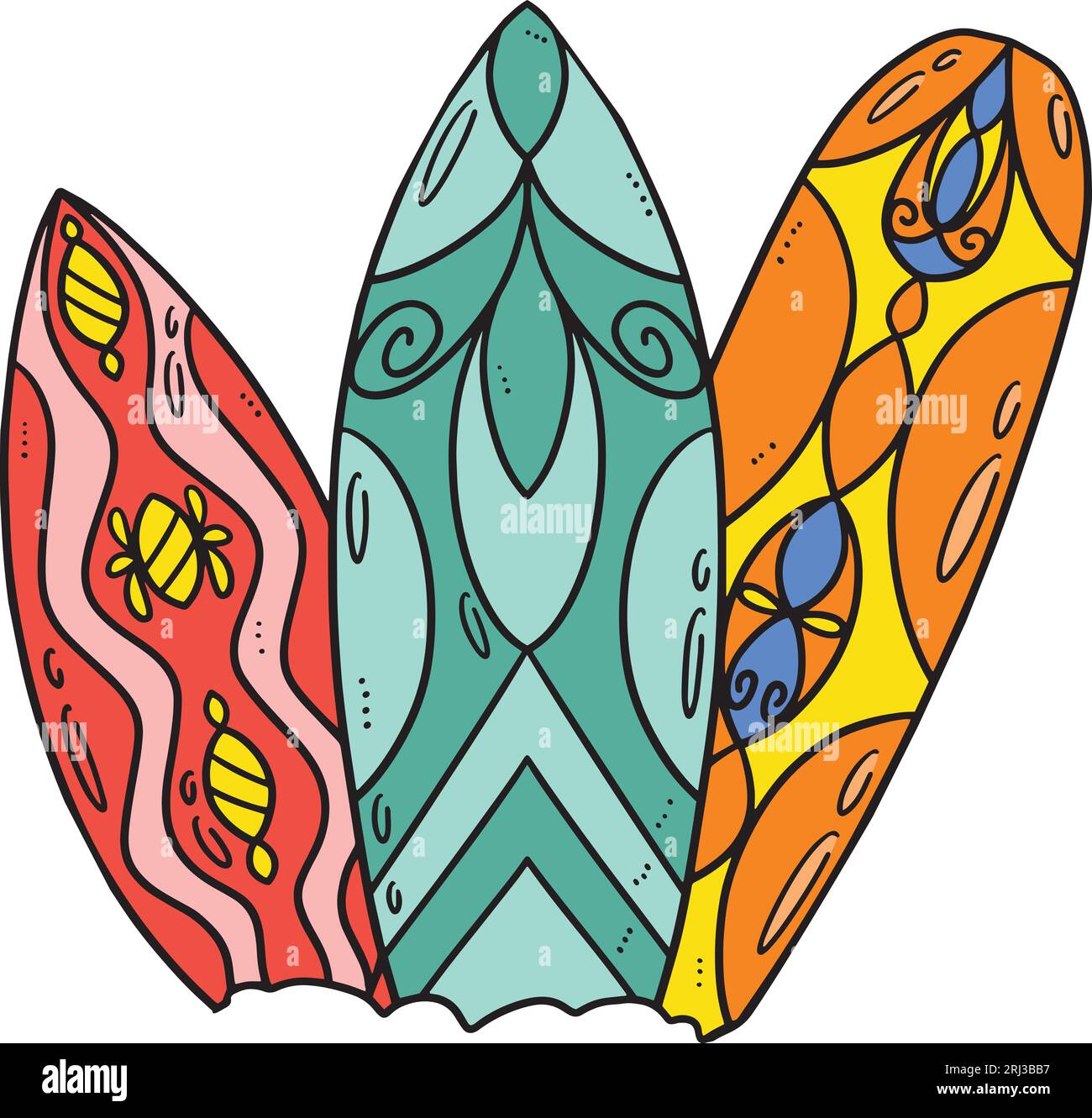 Summer Surf Boards Cartoon Colored Clipart Stock Vector Image & Art - Alamy