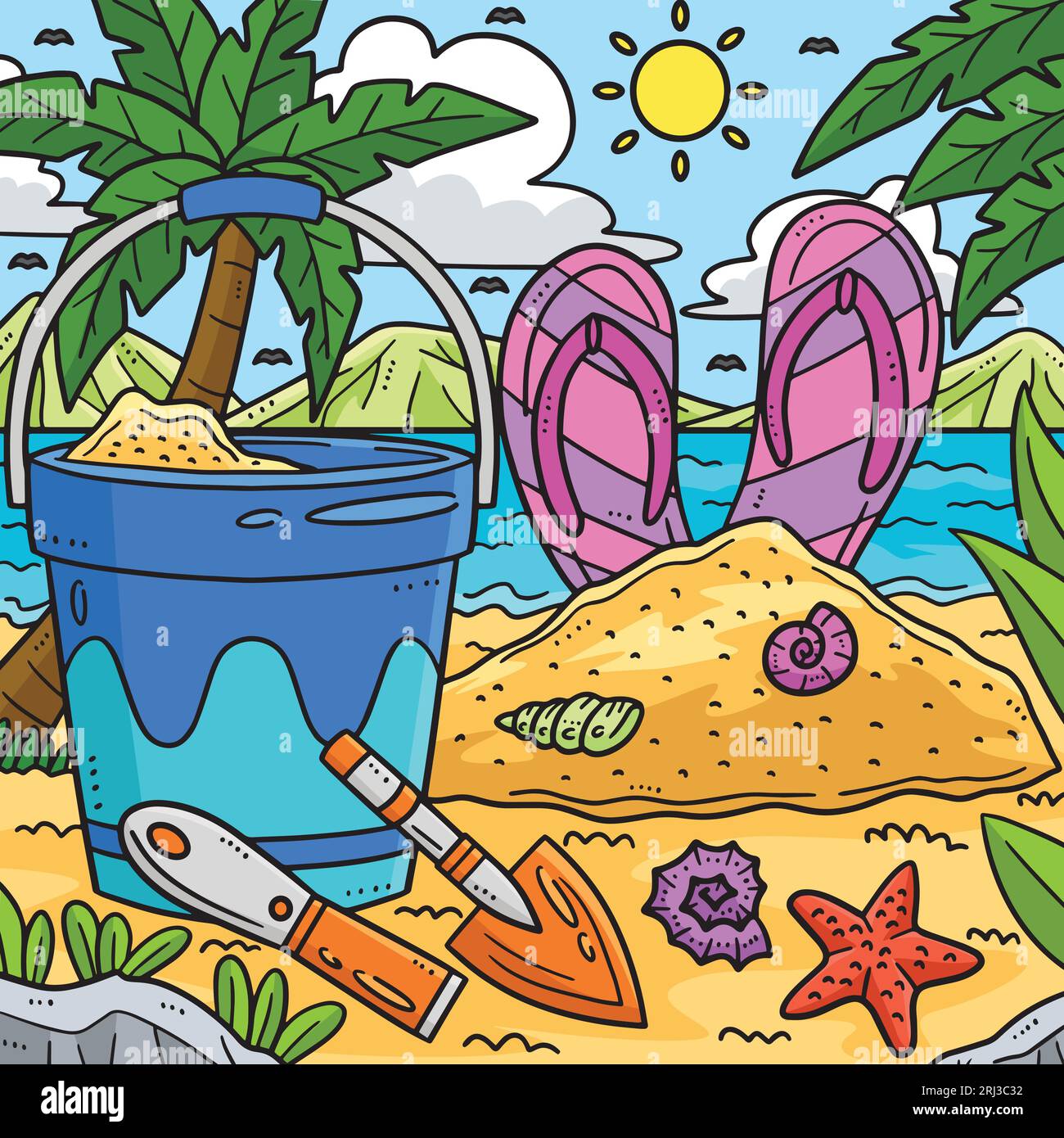 Summer Sand Castle Tool Colored Cartoon Stock Vector Image & Art - Alamy