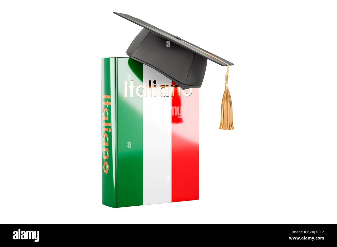 Italian language textbook with graduation cap. Learn Italian language ...