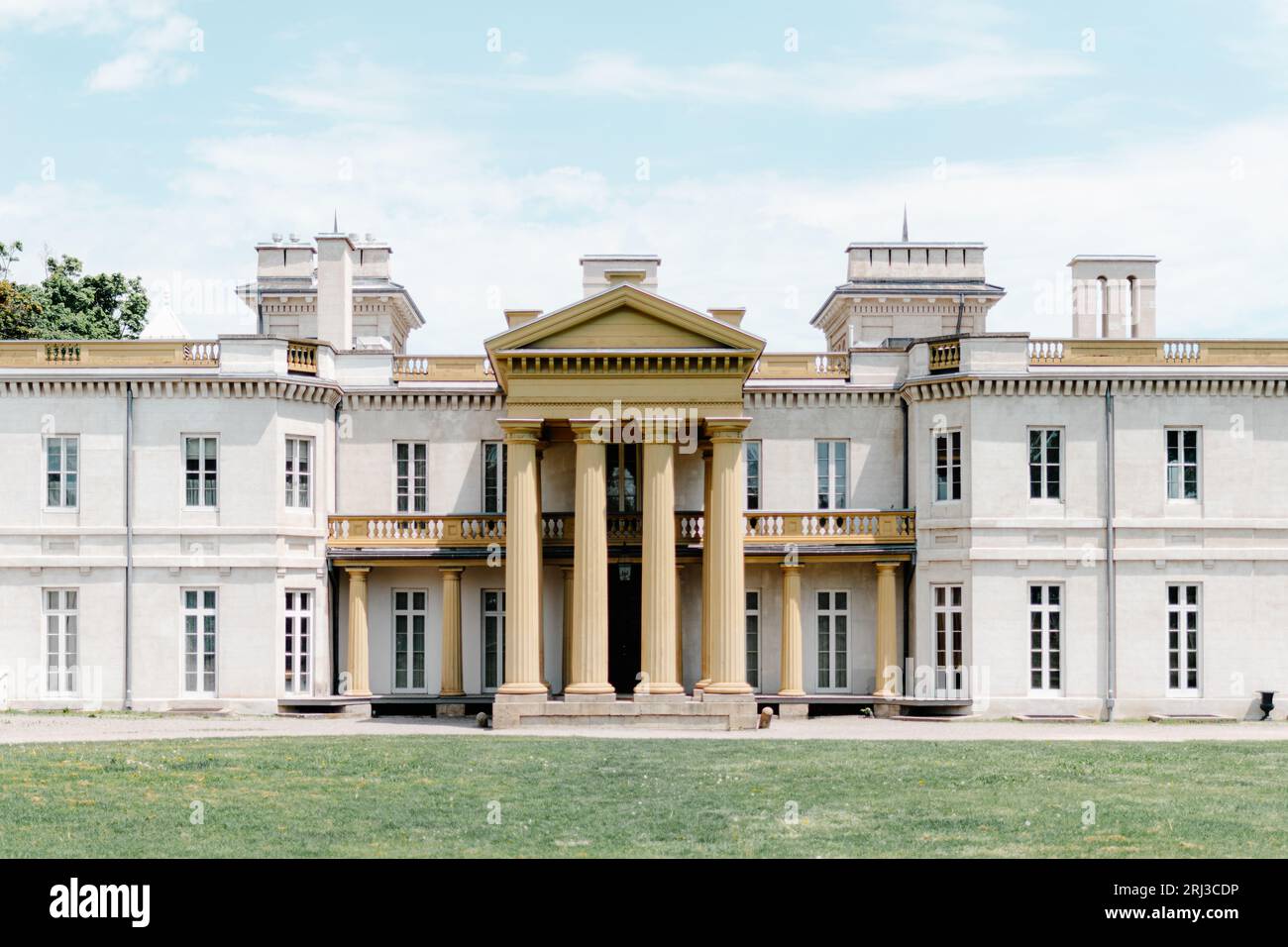 An Old classical Greek roman European mansion with Doric columns Stock ...