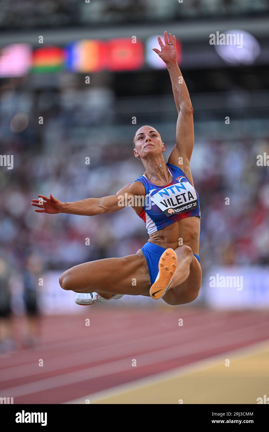 Ivana Vuleta jumping in the long jump at the 2023 World Championships ...