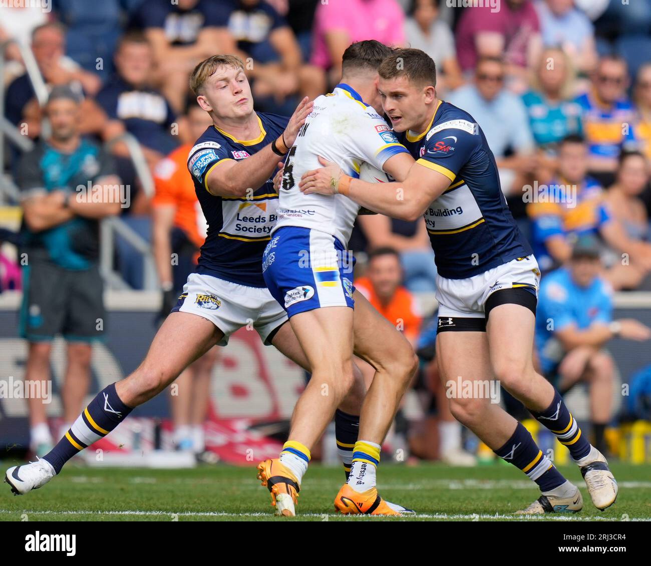 James McDonnell #19 of Leeds Rhinos and Corey Johnson #26 of Leeds ...