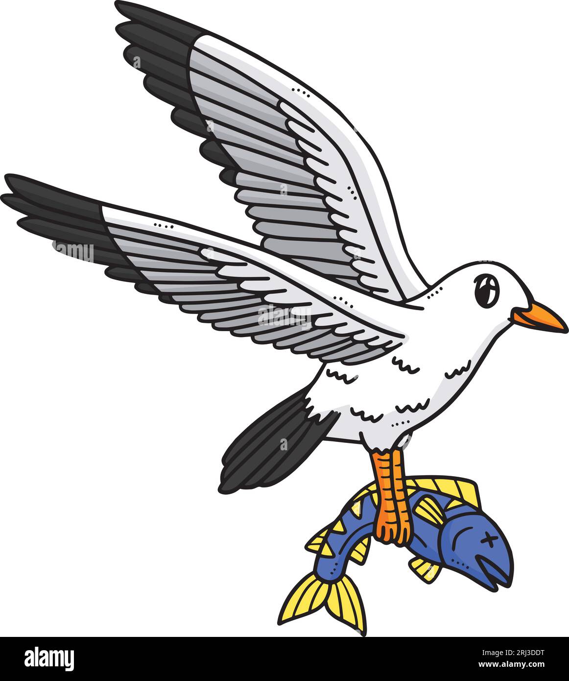 Sea Gull Catching Fish Cartoon Colored Clipart Stock Vector Image & Art ...