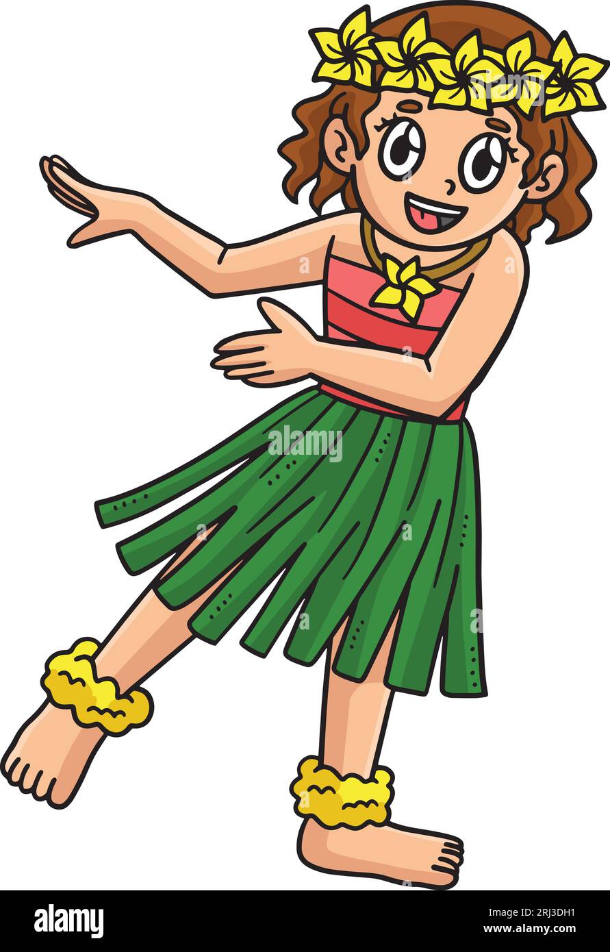 Girl in a Hula Outfit Cartoon Colored Clipart Stock Vector Image & Art ...