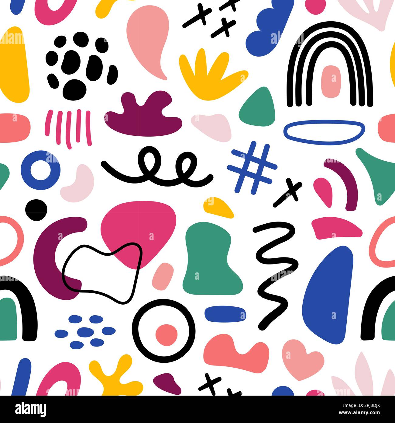 Abstract geometric shapes seamless pattern. Vector Hand drawn various ...