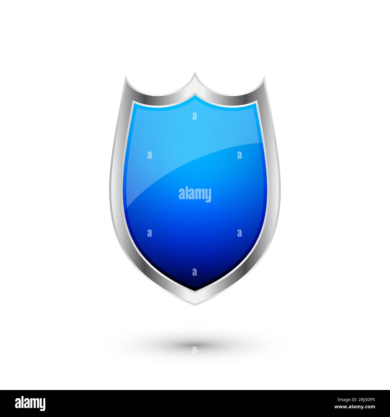 Vintage heraldic 3d shield icon with shiny metal frame. Blue protection ...