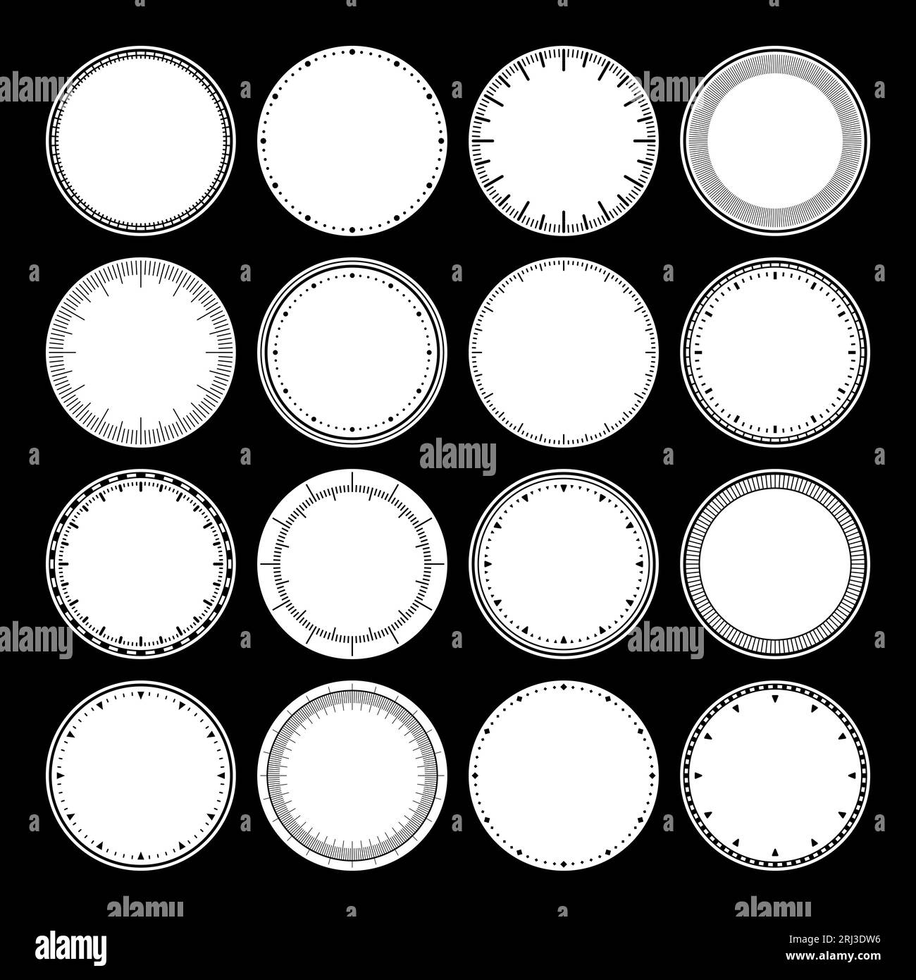 Mechanical clock faces, bezel. Watch dial with minute and hour marks ...