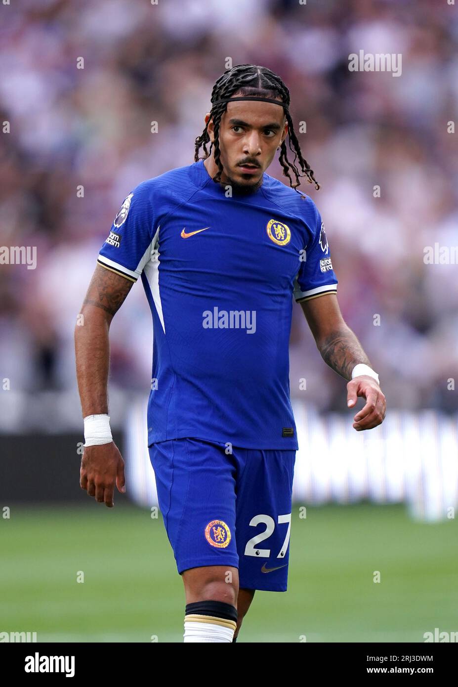 Chelsea’s Malo Gusto during the Premier League match at the London ...