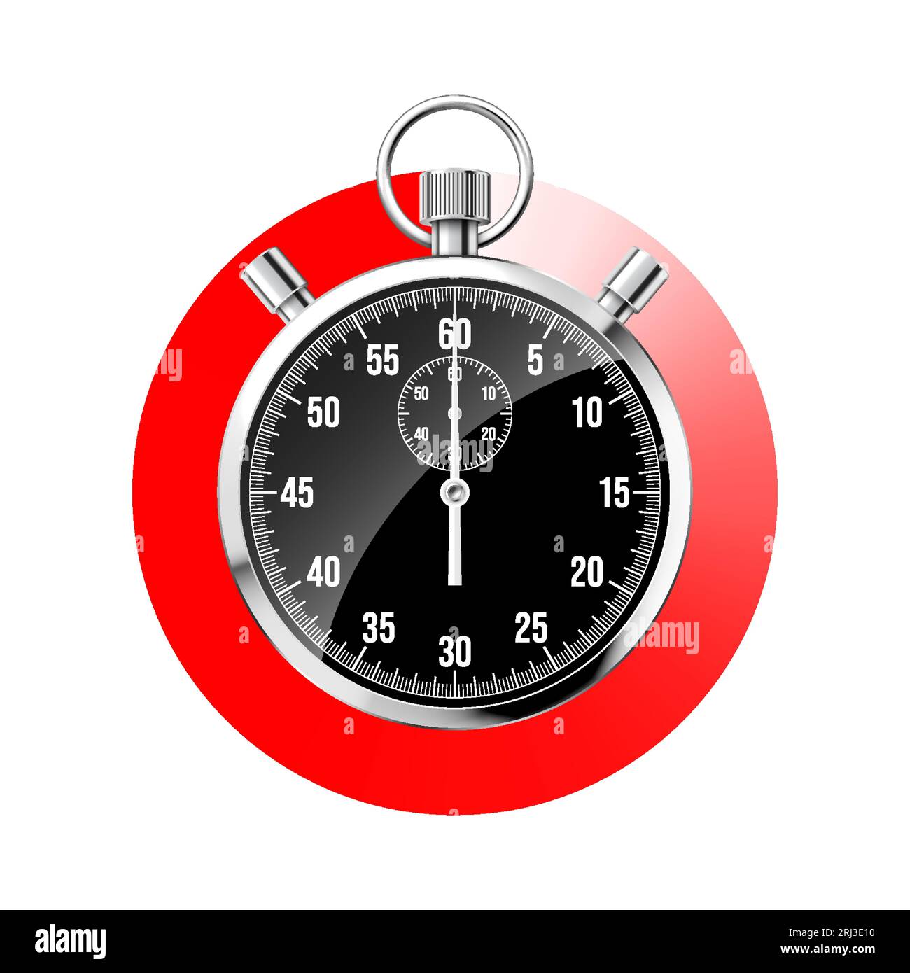 Realistic classic stopwatch. Shiny metal chronometer, black time ...