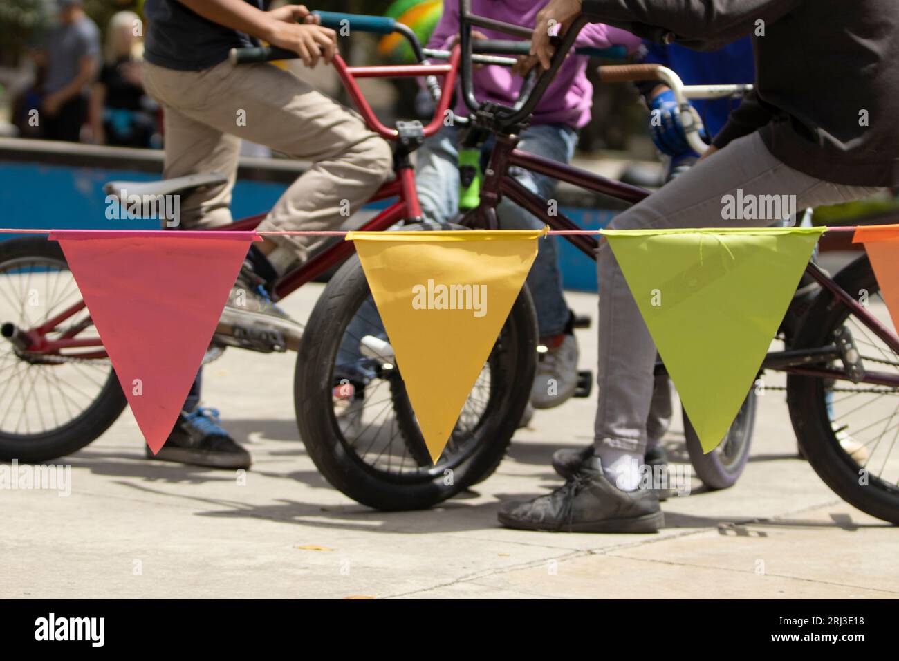 Flags along the sidewalk hi-res stock photography and images - Alamy