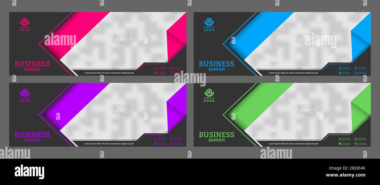 Business banner. A set of horizontal templates with space for a photo ...