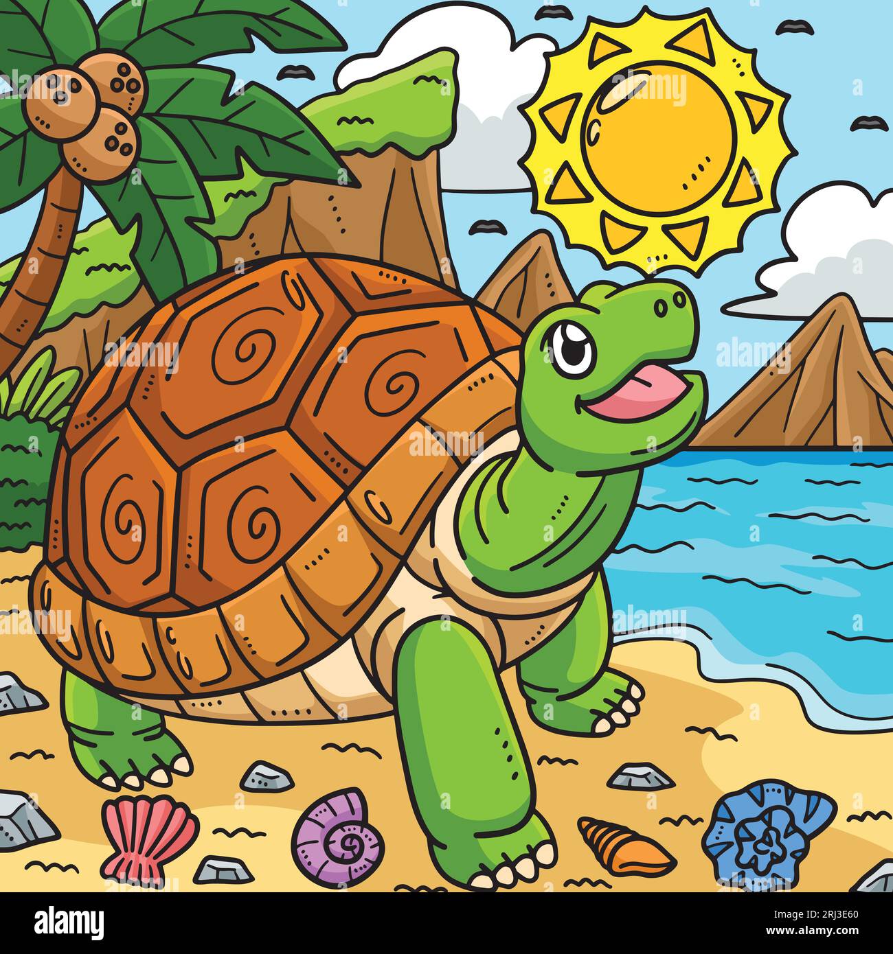 Summer Tortoise Playing Colored Cartoon Stock Vector Image & Art - Alamy