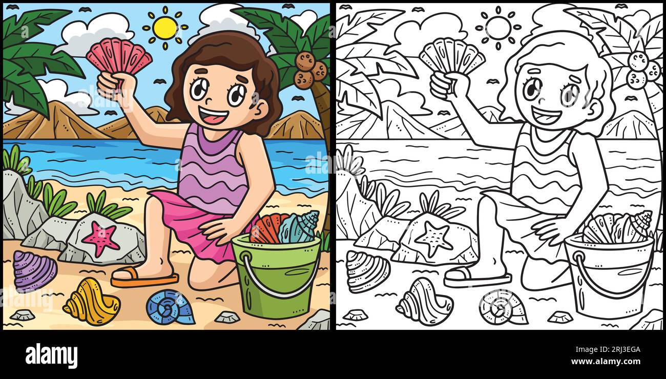 Child collecting shells hi-res stock photography and images - Alamy