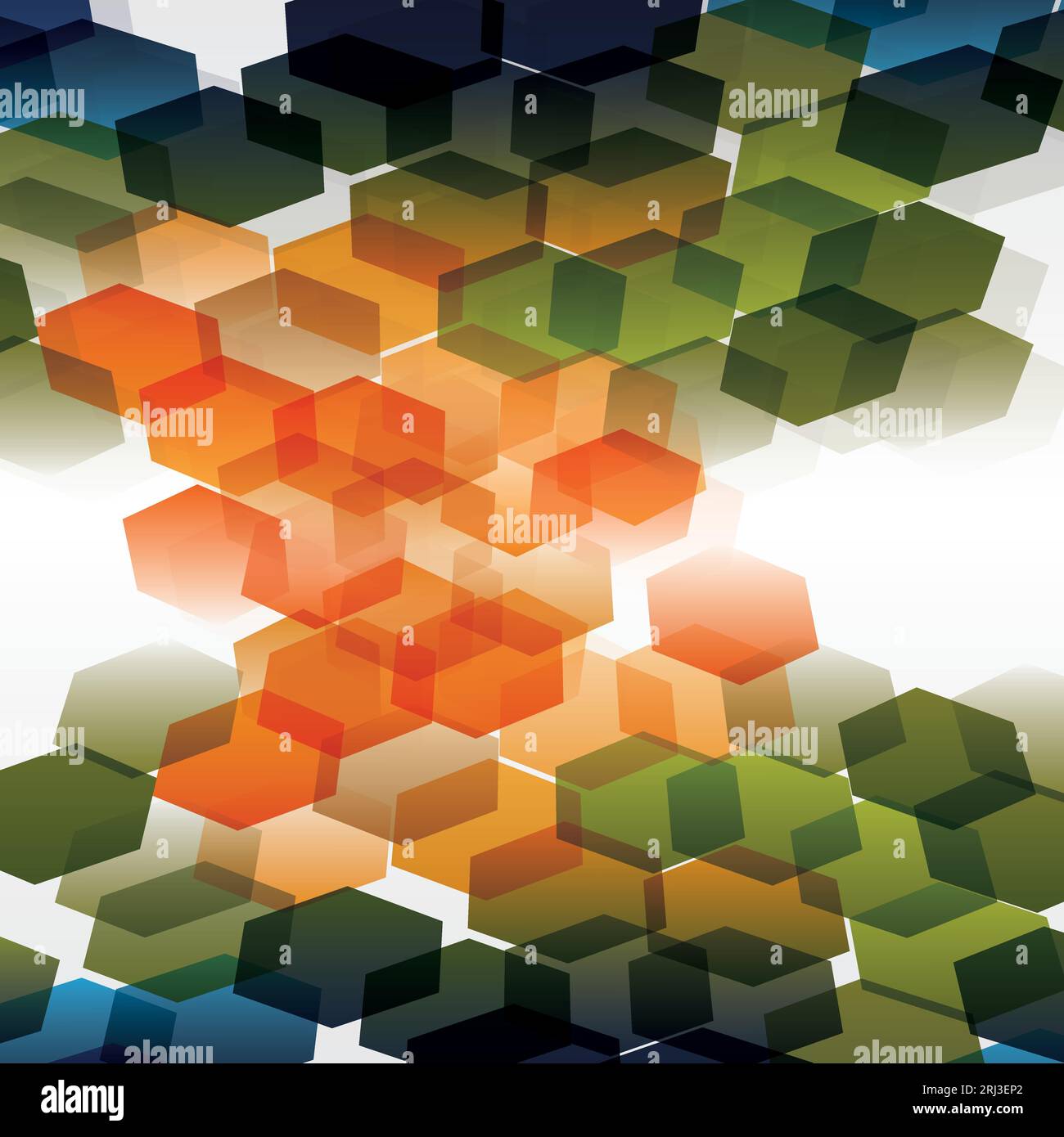 Abstract Colorful 3D Background Template Design with Transparent Hexagons - Illustration in ...