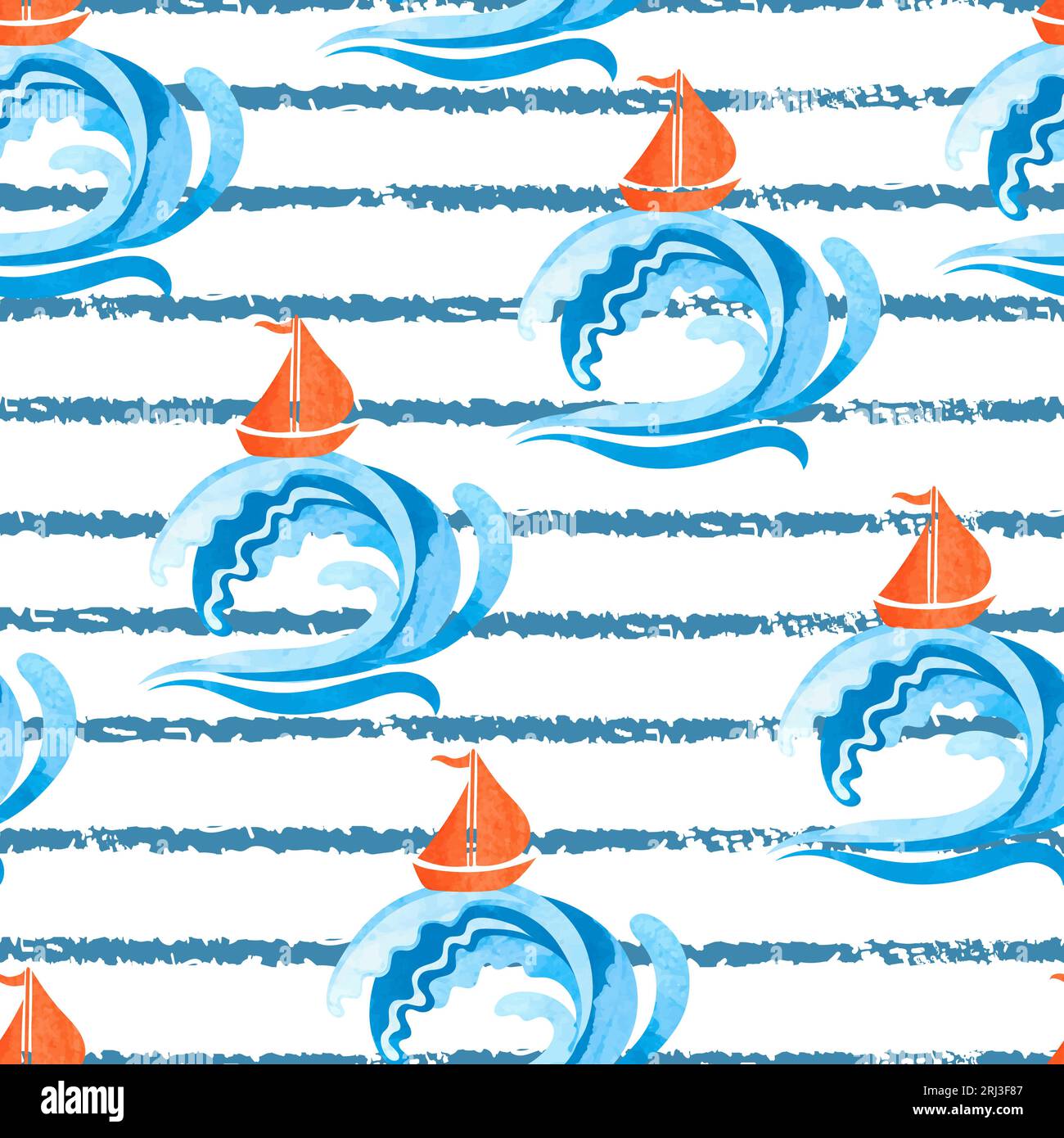 Seamless pattern watercolor boat hi-res stock photography and images ...
