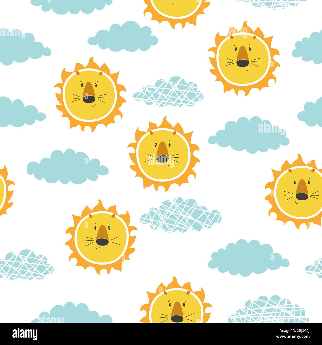 Seamless cute sun and clouds pattern. Baby print Stock Vector Image ...