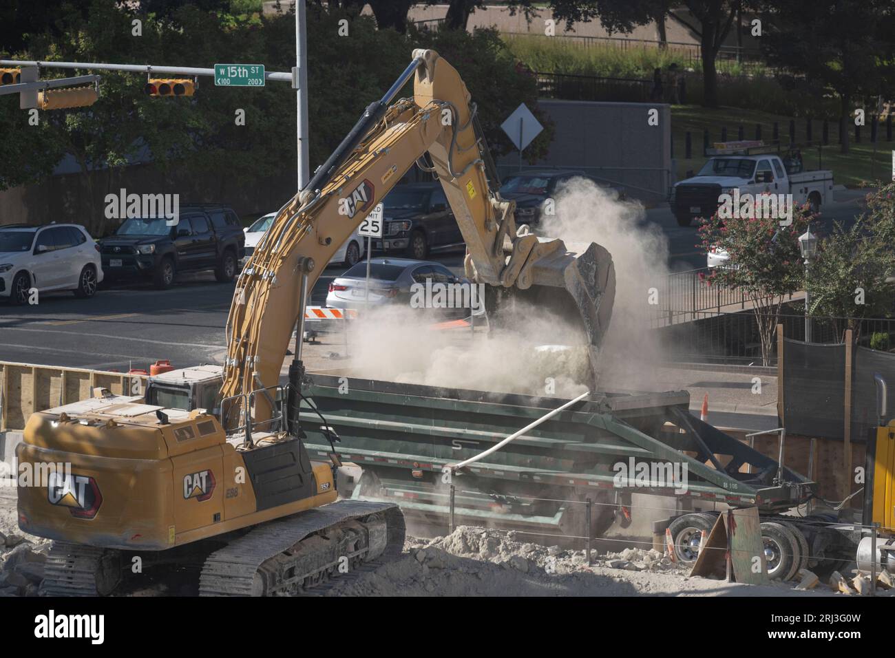 Texas construction crews work to dig foundations for two new five and ...
