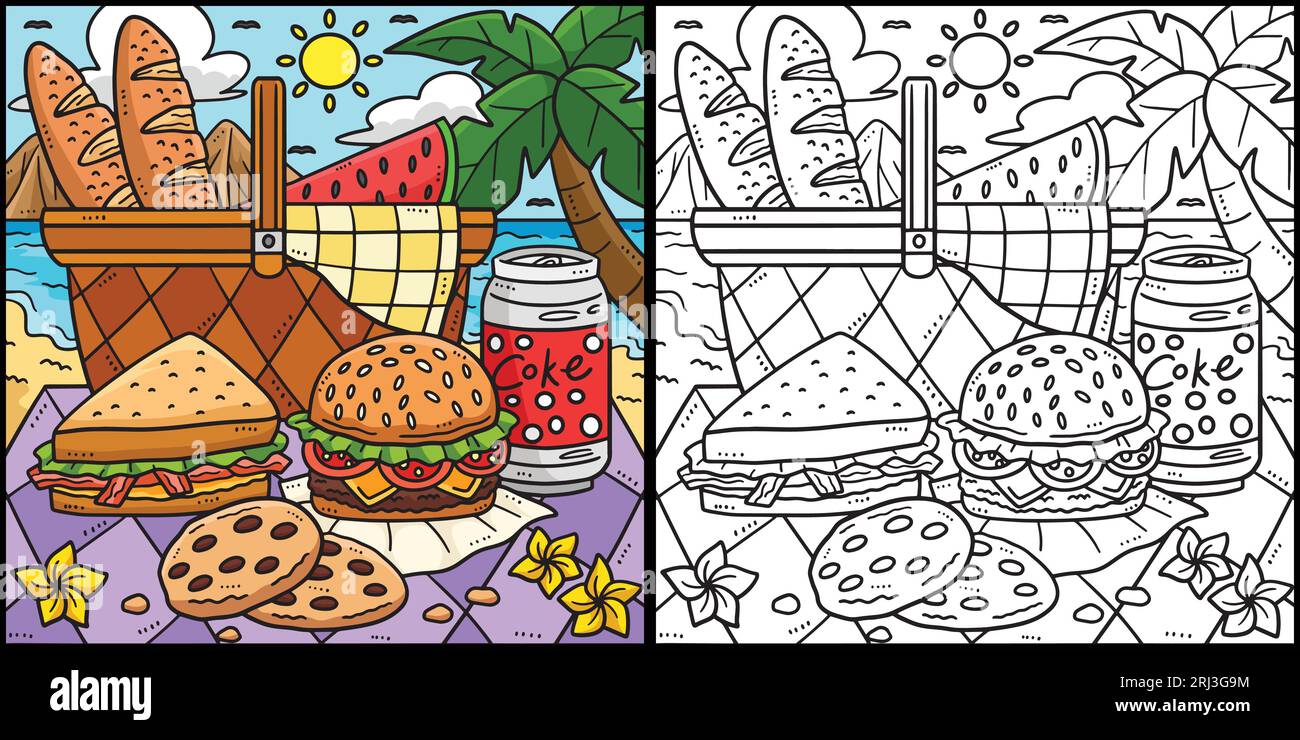 Summer Picnic Food by the Shore Illustration Stock Vector Image & Art ...