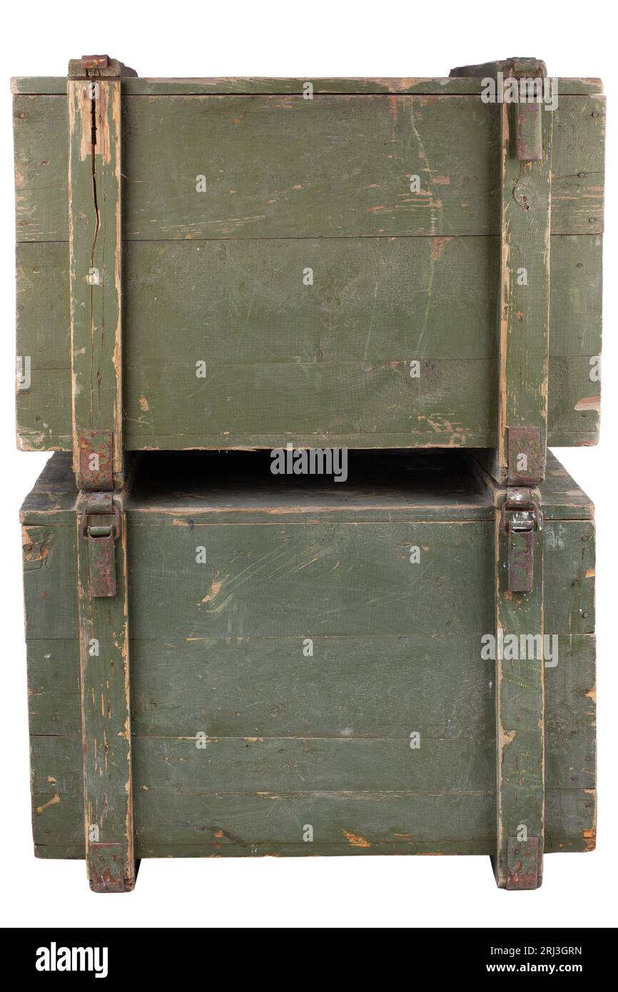 Army ammunition wooden crates. Isolated on white background Stock Photo ...