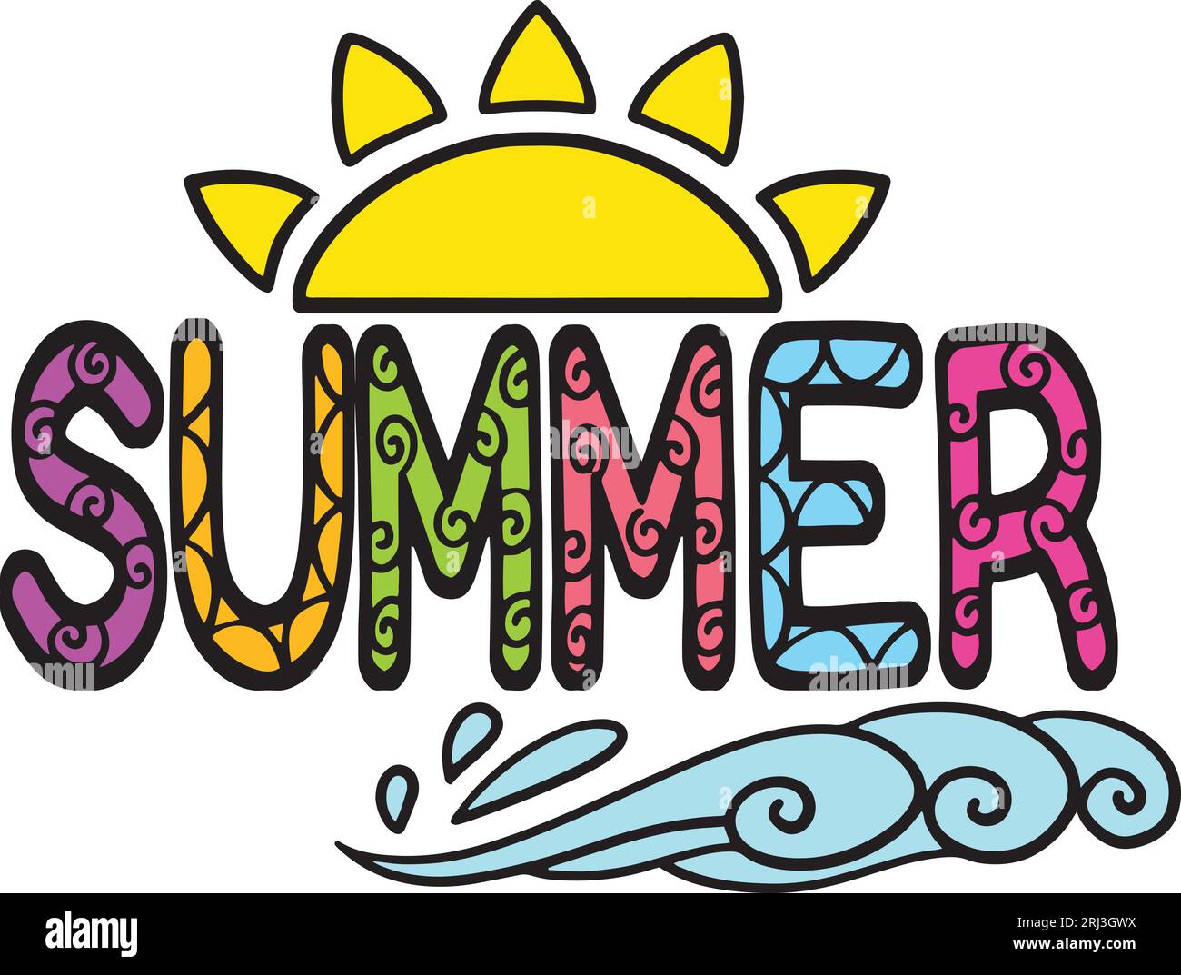 Summer Cartoon Colored Clipart Illustration Stock Vector Image & Art ...