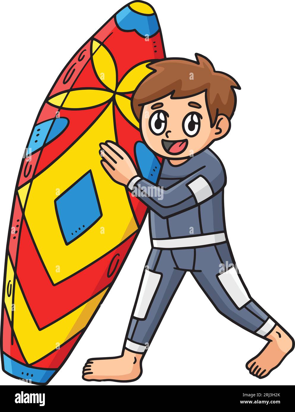 Kid Surfing Clipart