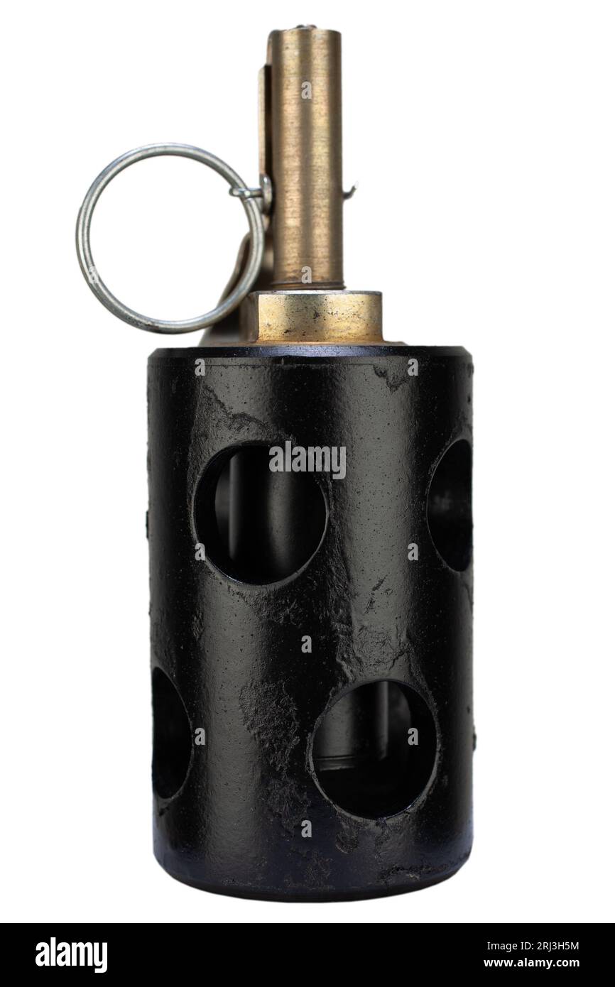 flashbang (stun) non-lethal grenade for riot police isolated on white ...