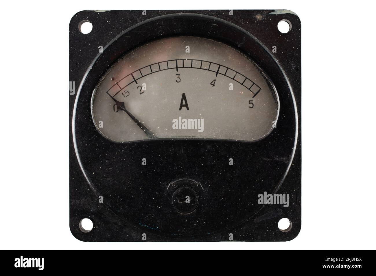 Close-up of an vintage ancient ammeter isolated on white background ...