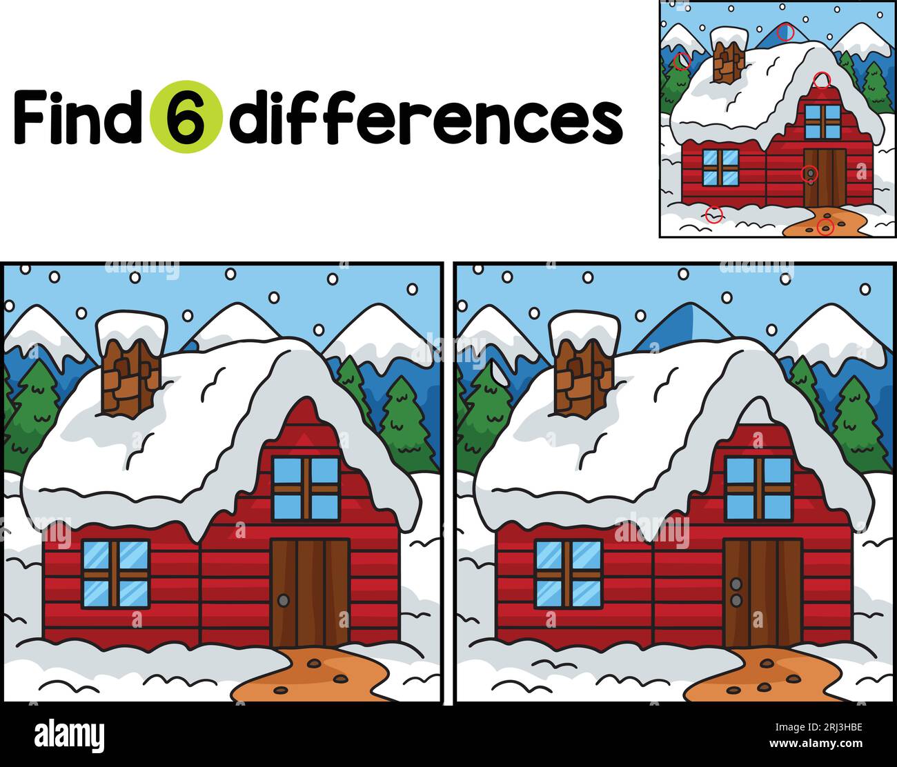 Christmas Winter House Find The Differences Stock Vector Image & Art ...